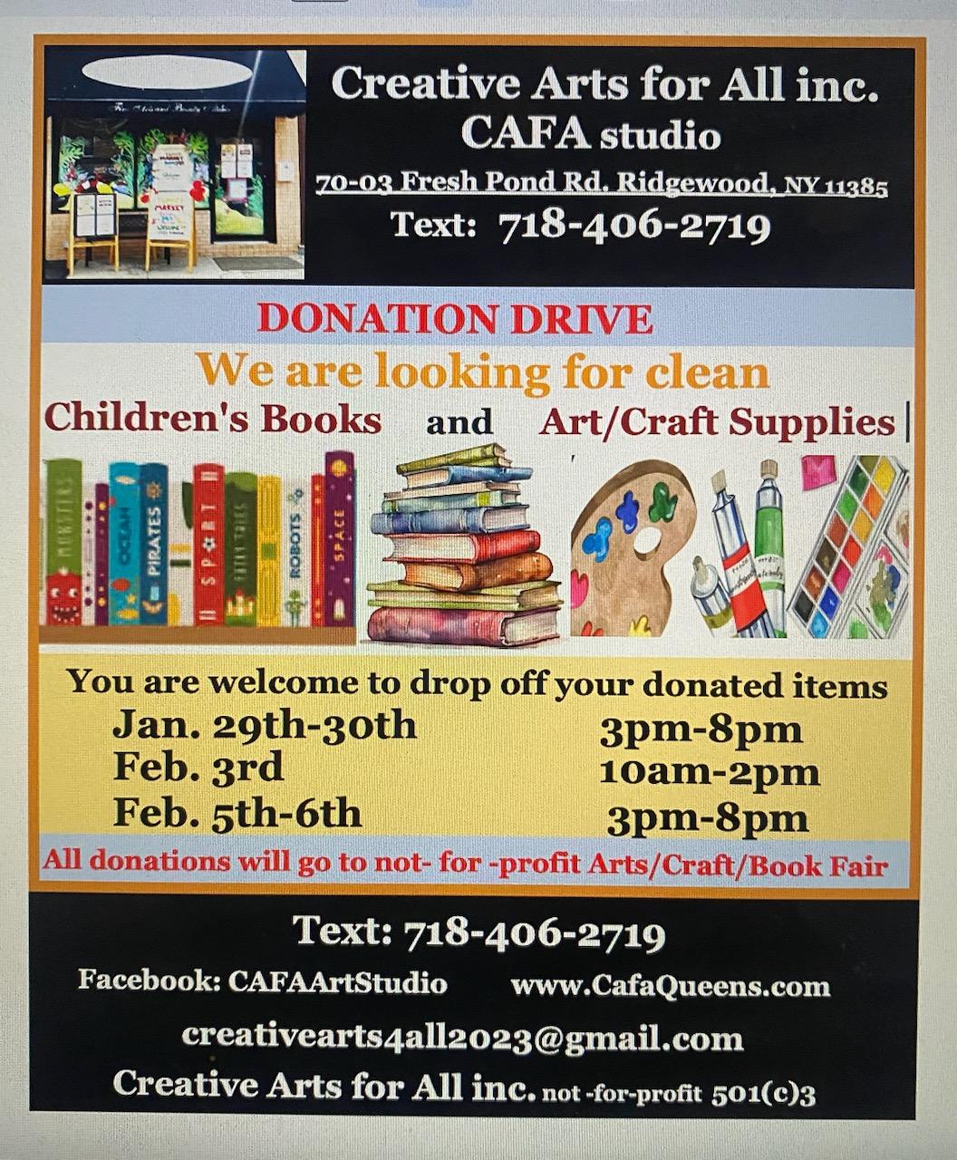 Book/Arts Craft Drive – Creative Arts For All, Inc.